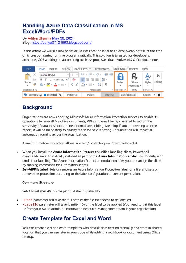 Microsoft Information Protection Implementation using C# and PowerShell | PDF