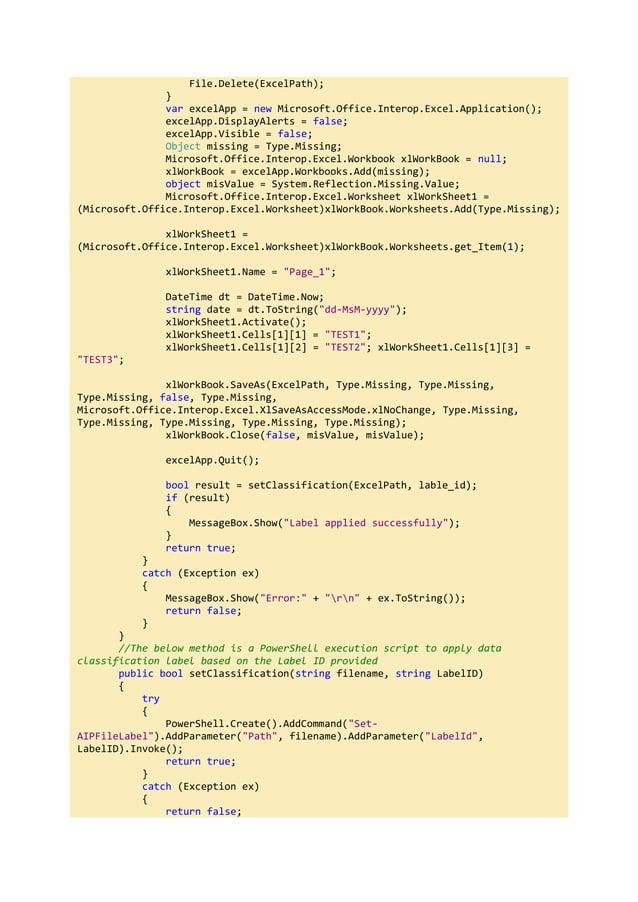 Microsoft Information Protection Implementation using C# and PowerShell | PDF