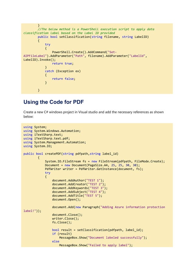 Microsoft Information Protection Implementation Using C And Powershell Pdf