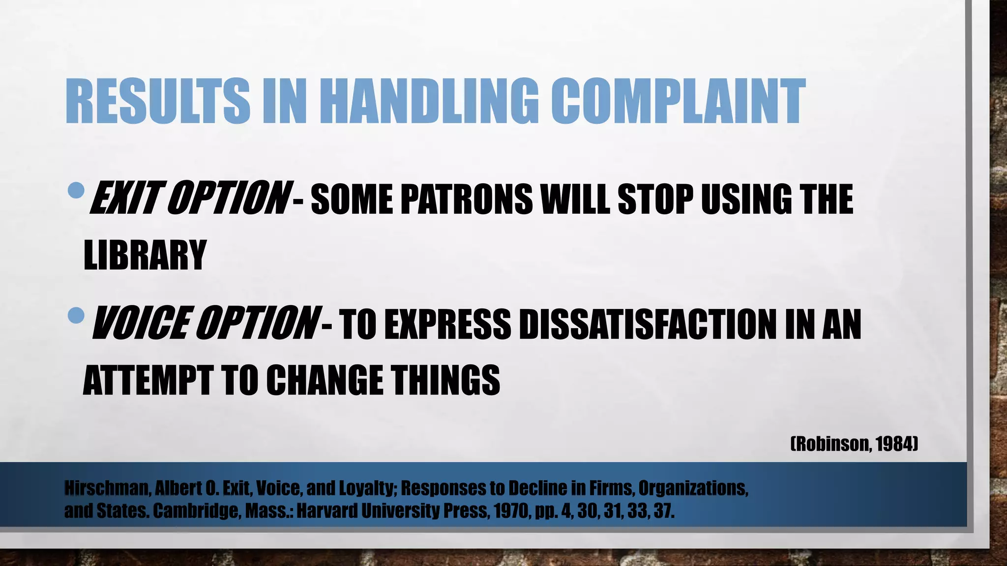 Handling Complaint in the Library | PPT