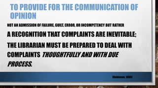 Handling Complaint in the Library | PPT