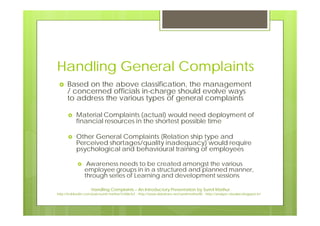 Handling complaints - An Introductory Presentation by Sumit mathur ...