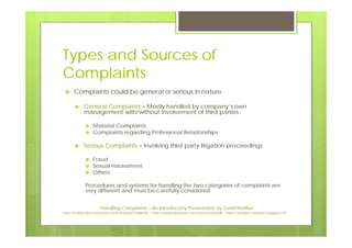 Handling complaints - An Introductory Presentation by Sumit mathur ...