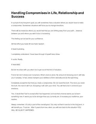 Handling Compromises in Life, Relationship & Success | DOCX | Mental ...