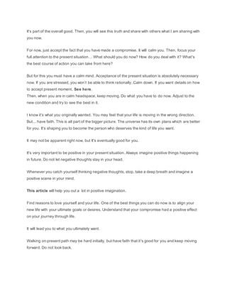 Handling Compromises in Life, Relationship & Success | DOCX | Mental ...