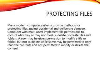 Handling computer files | PPTX | Operating Systems | Computer Software and Applications