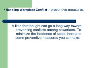 Handling Conflict At Workplace | PPT