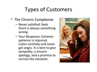 Handling customer complaints, Dealing Different Types of Guest | PPT