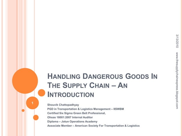 Handling Dangerous Goods In The Supply Chain An Introduction | PPT