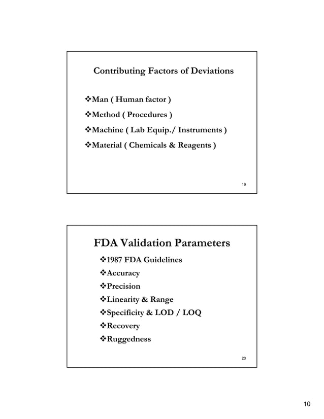 Handling deviations & unexpected results during method validation | PDF | Pharmaceutical Drugs ...