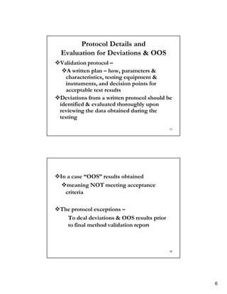 Handling deviations & unexpected results during method validation | PDF