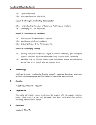 Handling difficult customer | DOCX