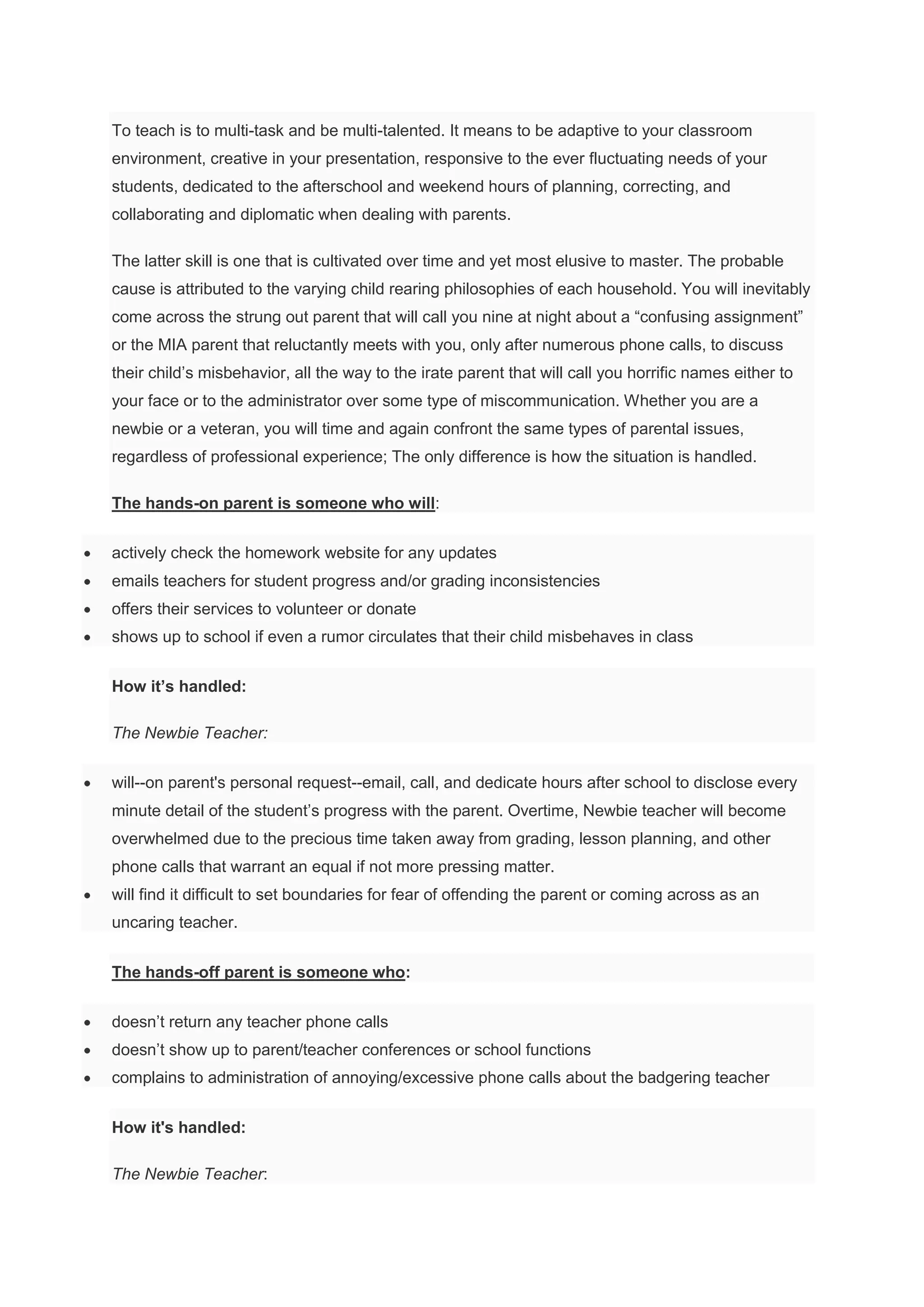 Handling difficult parents | DOCX