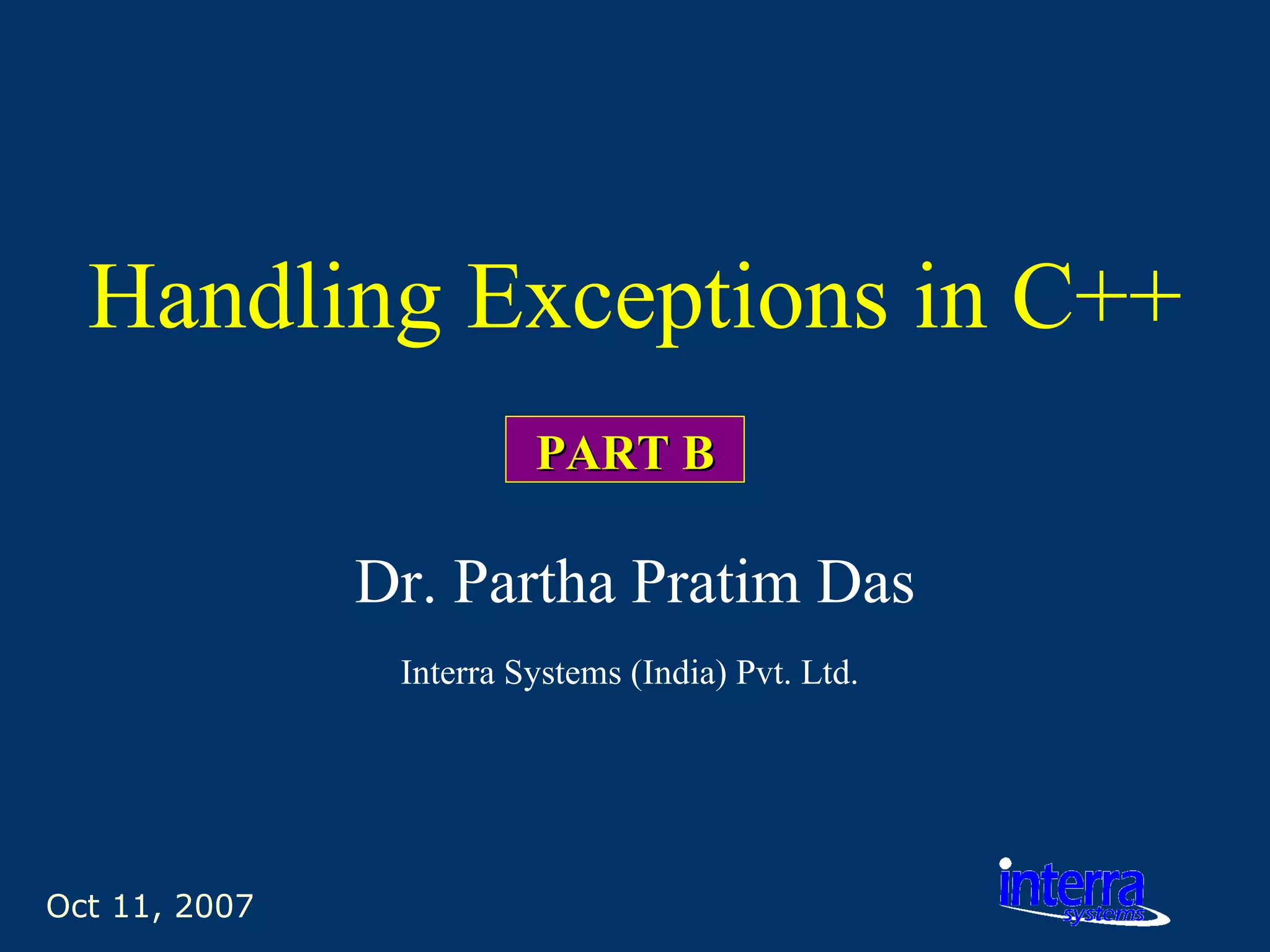 Handling Exceptions In C & C++ [Part B] Ver 2 | PPT | Programming ...