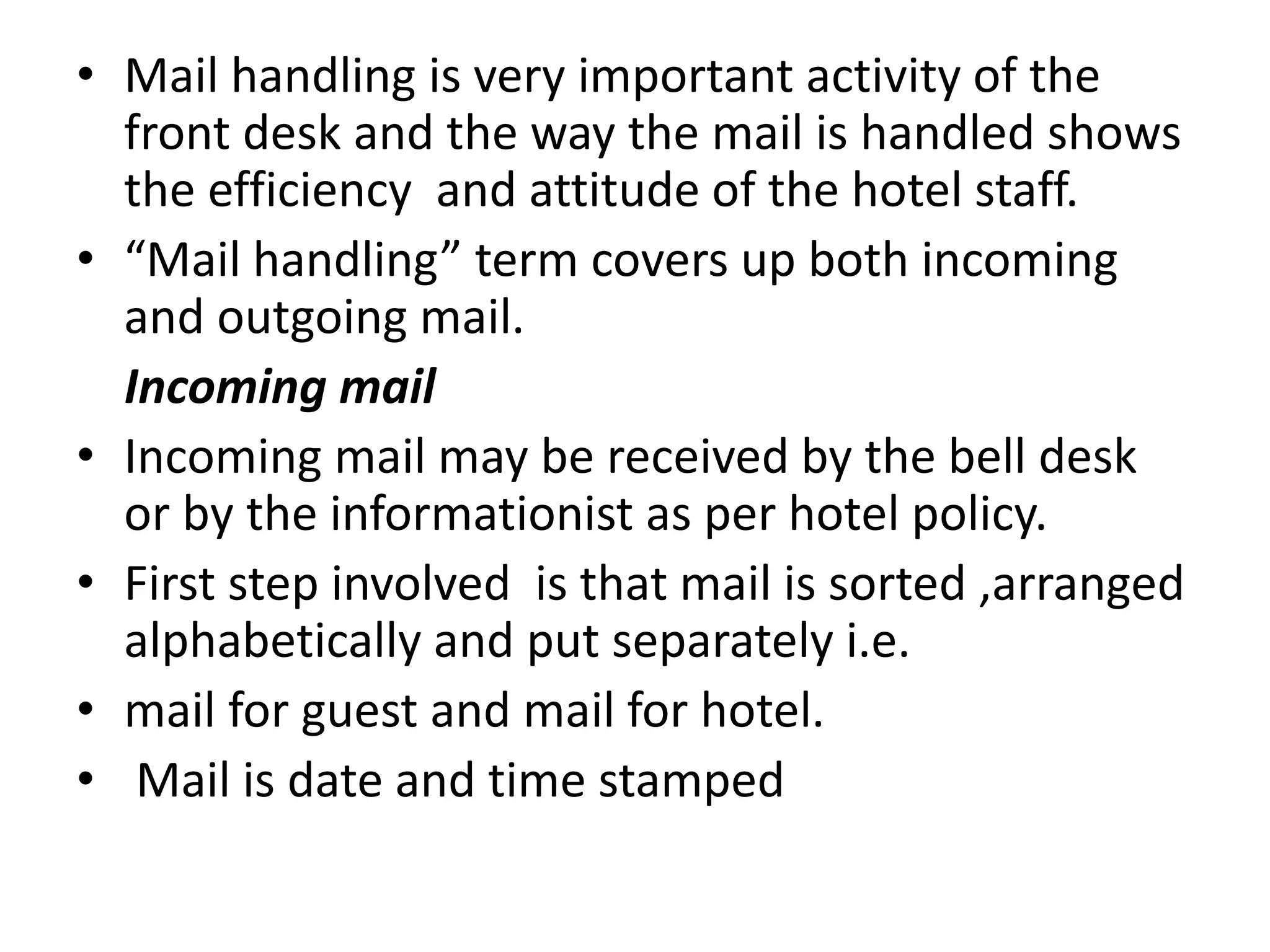 Handling guest mails and messages in hotels | PPTX