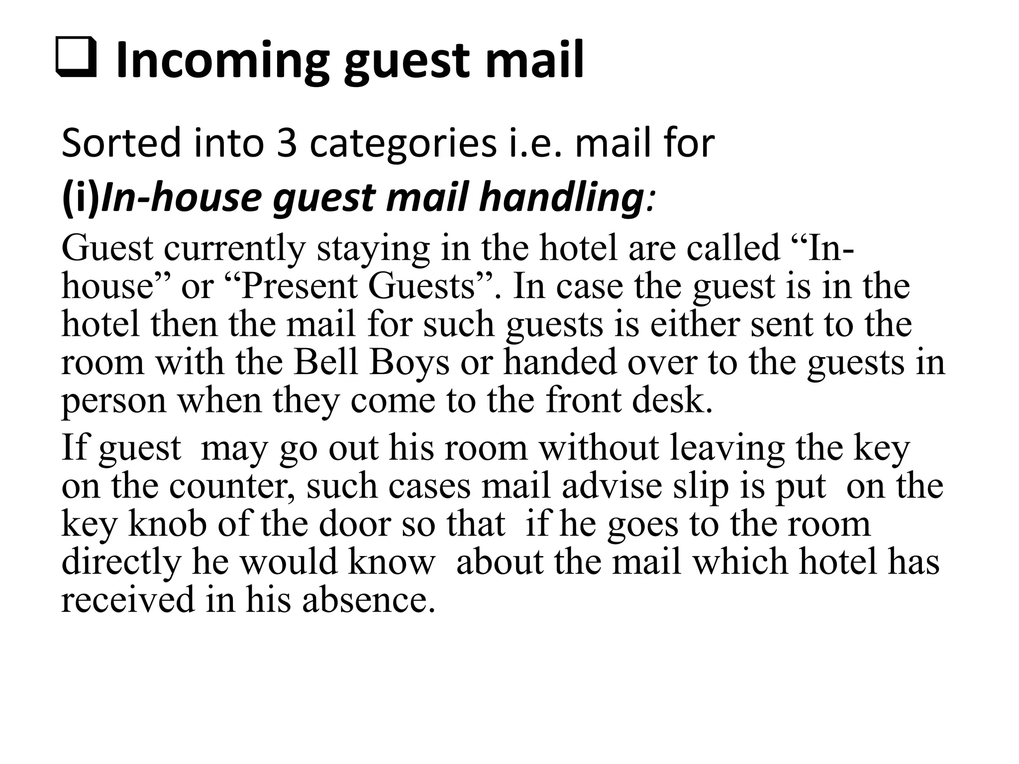 Handling guest mails and messages in hotels | PPTX
