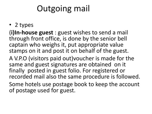 Handling guest mails and messages in hotels | PPTX | Hotels and Motels ...
