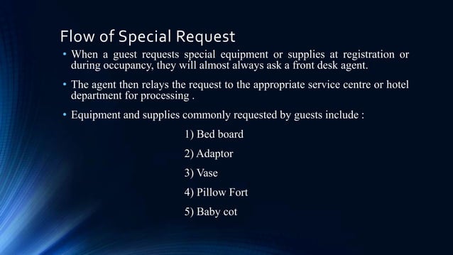 Handling guest special request | PPTX | Hospitality Industry | Industries