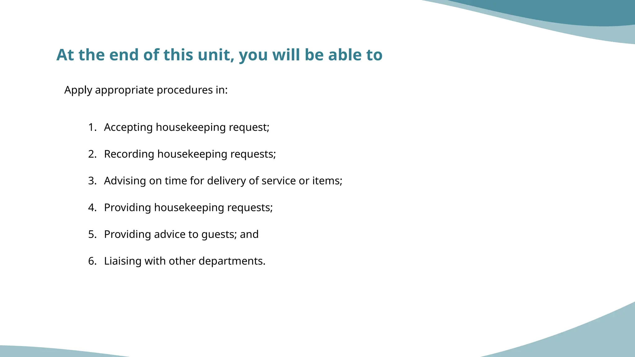 Handling Housekeeping Housekeeping keeping | PPTX
