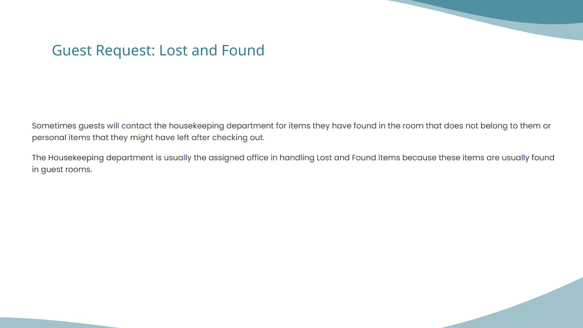 Handling Housekeeping Housekeeping keeping | PPTX