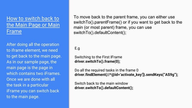 Handling Iframes Using Selenium Web Driver Ppt