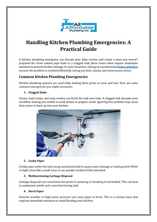 Handling Kitchen Plumbing Emergencies: A Practical Guide | PDF
