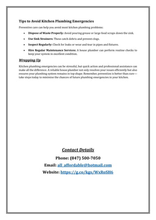 Handling Kitchen Plumbing Emergencies: A Practical Guide | PDF