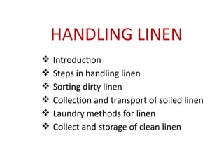 HANDLING LINEN.pp IN infection, prevention | PPTX