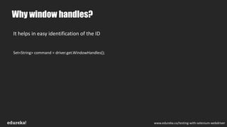 How to Handle Multiple Windows in Selenium Webdriver | Edureka | PDF