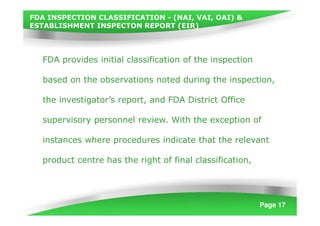 Handling of a fda inspection [compatibility mode] | PDF
