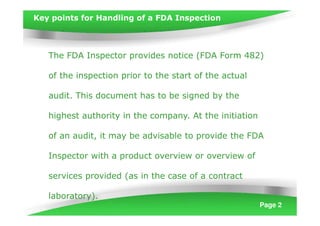 Handling of a fda inspection [compatibility mode] | PDF