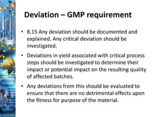 GMP Training: Handling of deviation | PPTX