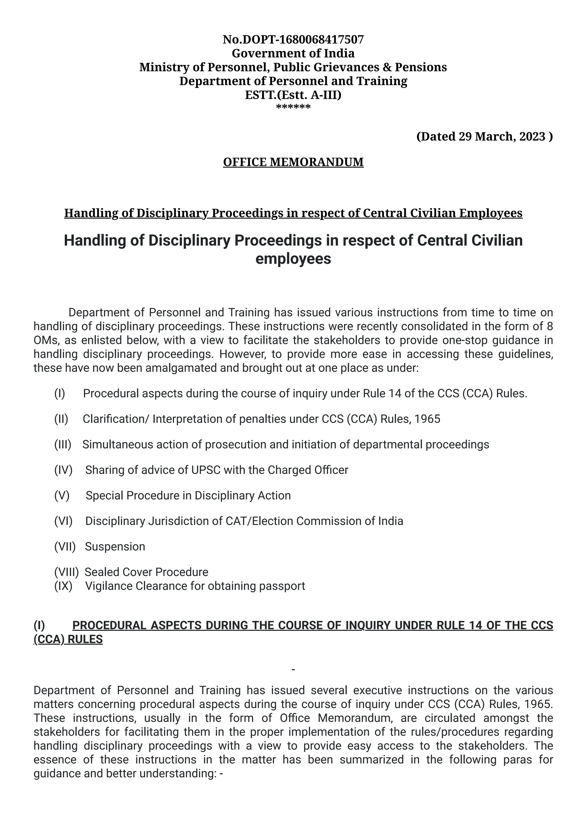 Handling of Disciplinary Proceedings in respect of Central Civilian Employees.pdf