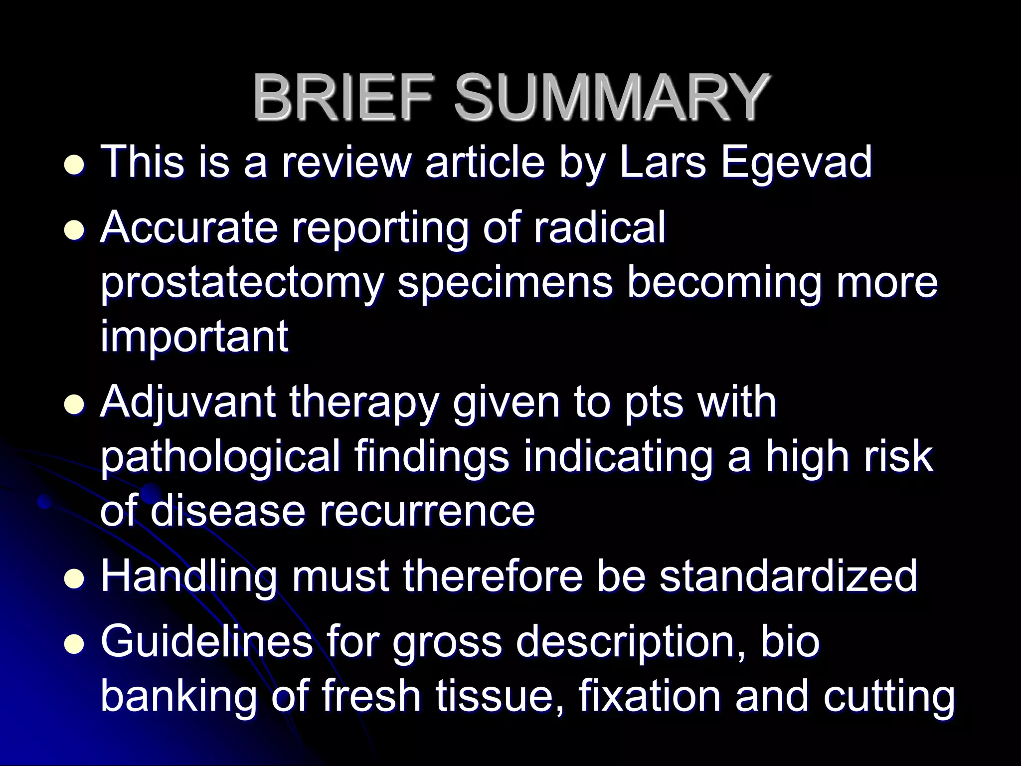 Handling of radical prostatectomy specimens | PPT