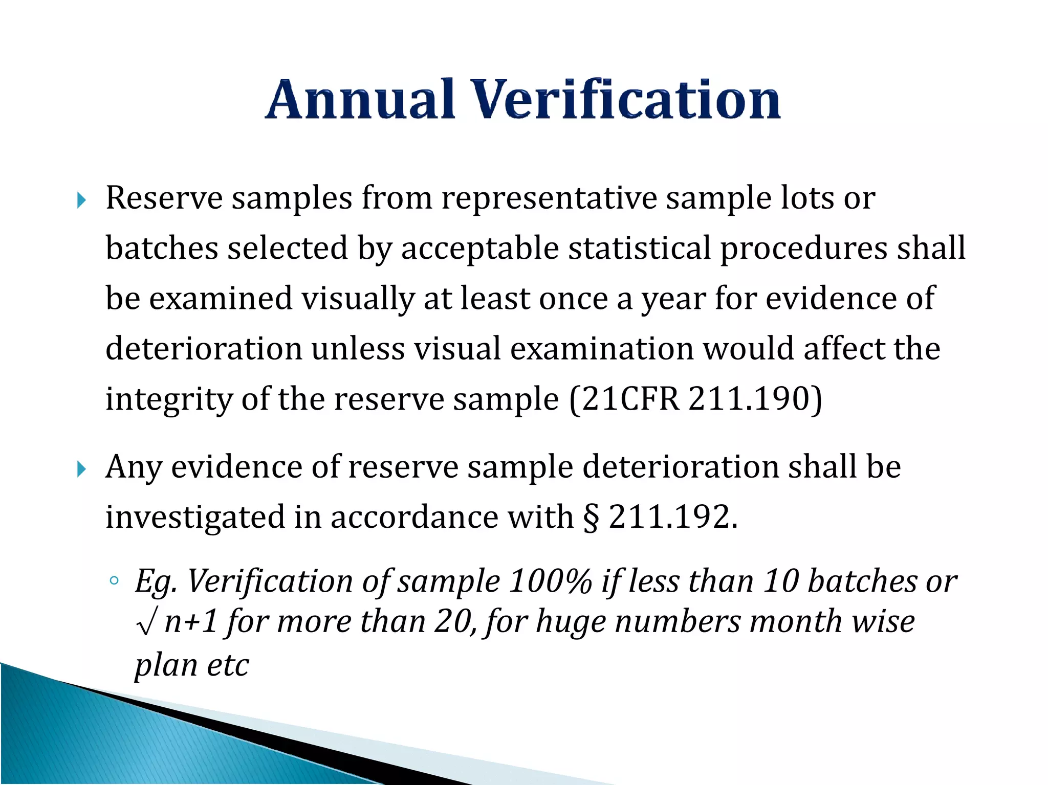 Handling of Reserve Samples Dr.A. Amsavel | PDF
