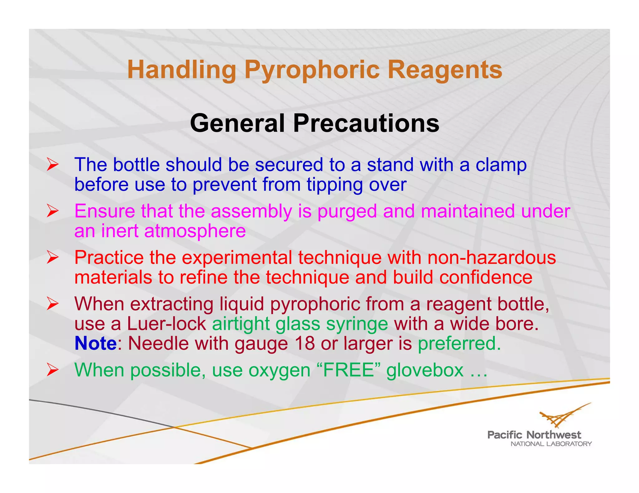 Handling Pyrophoric Reagents | PDF