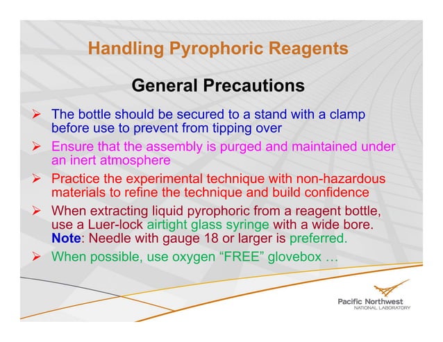 Handling Pyrophoric Reagents | PDF | First Aid | Injuries
