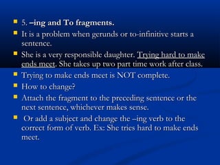 Handling run ons, parallelism and fragments | PPT