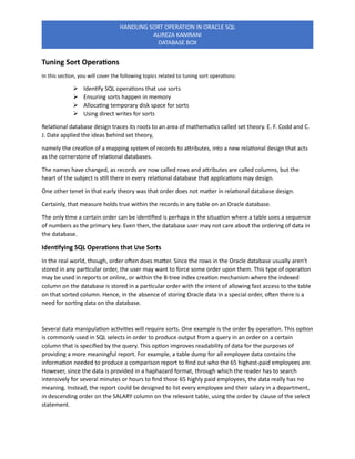 HANDLING SORT OPERATION IN Oracle SQL Overview | PDF