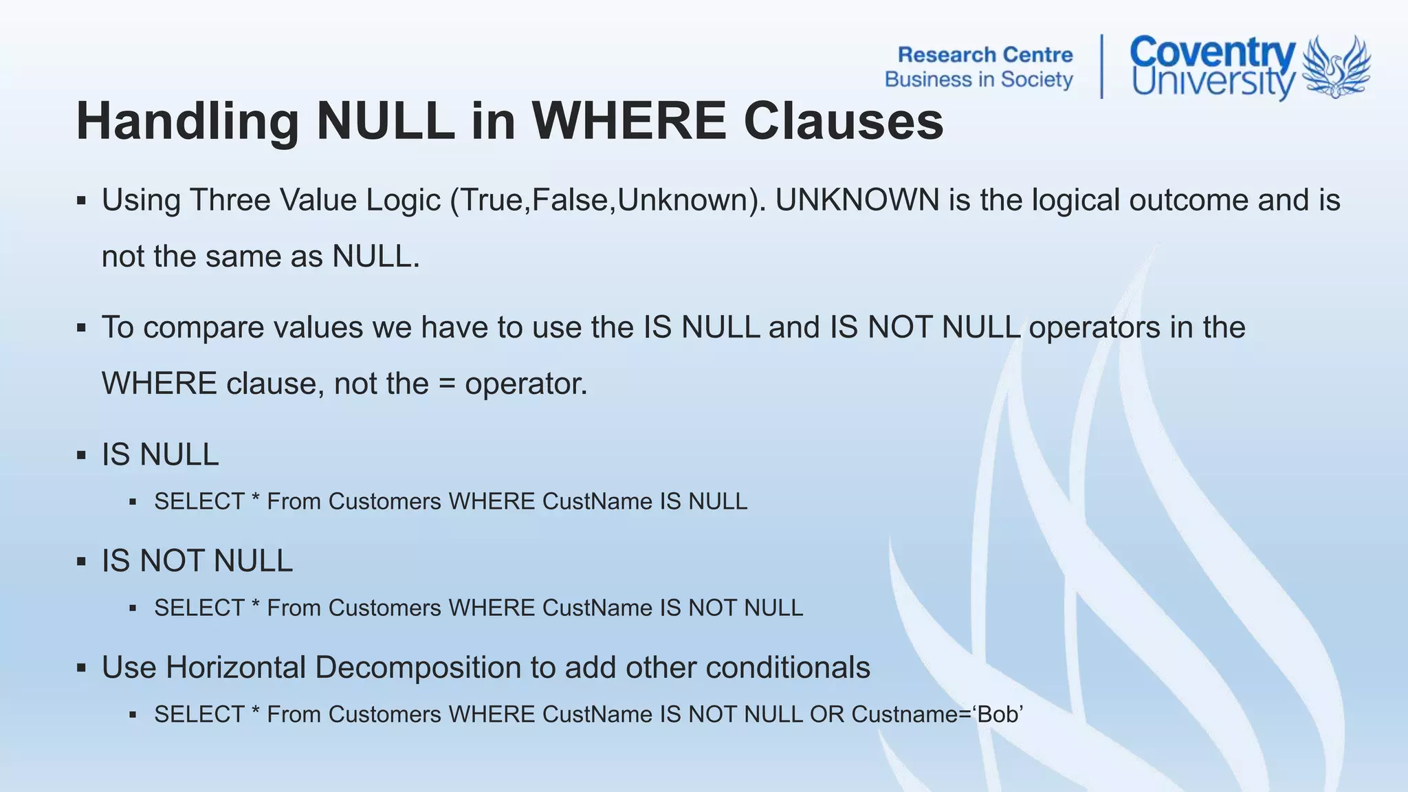 Handling Sql Server Null Values Ppt