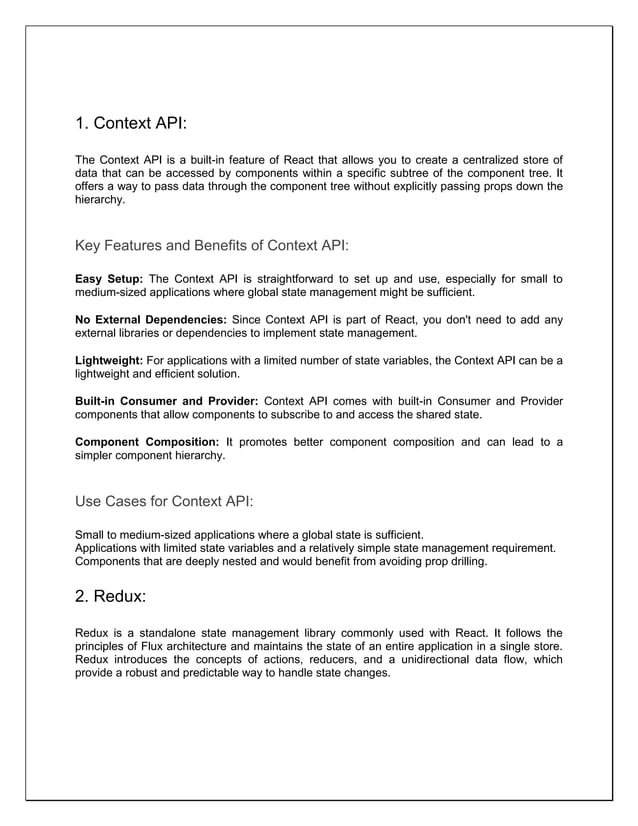 Handling State In React Context Api Vs Redux Pdf Web Development