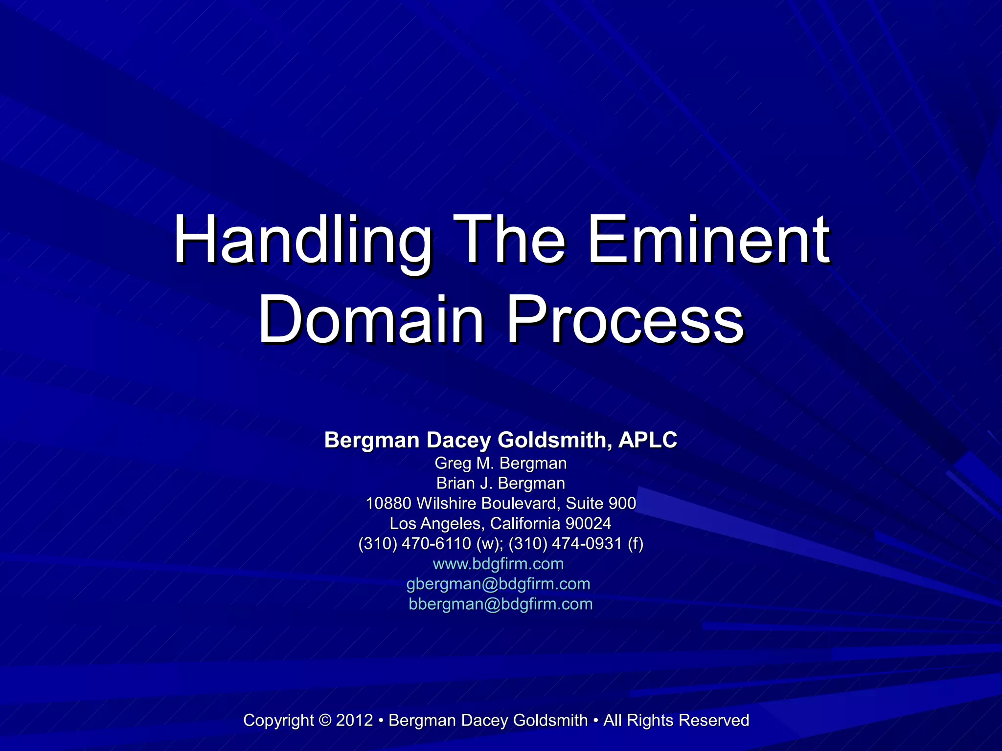 Handling the eminent domain process (general) | PPT