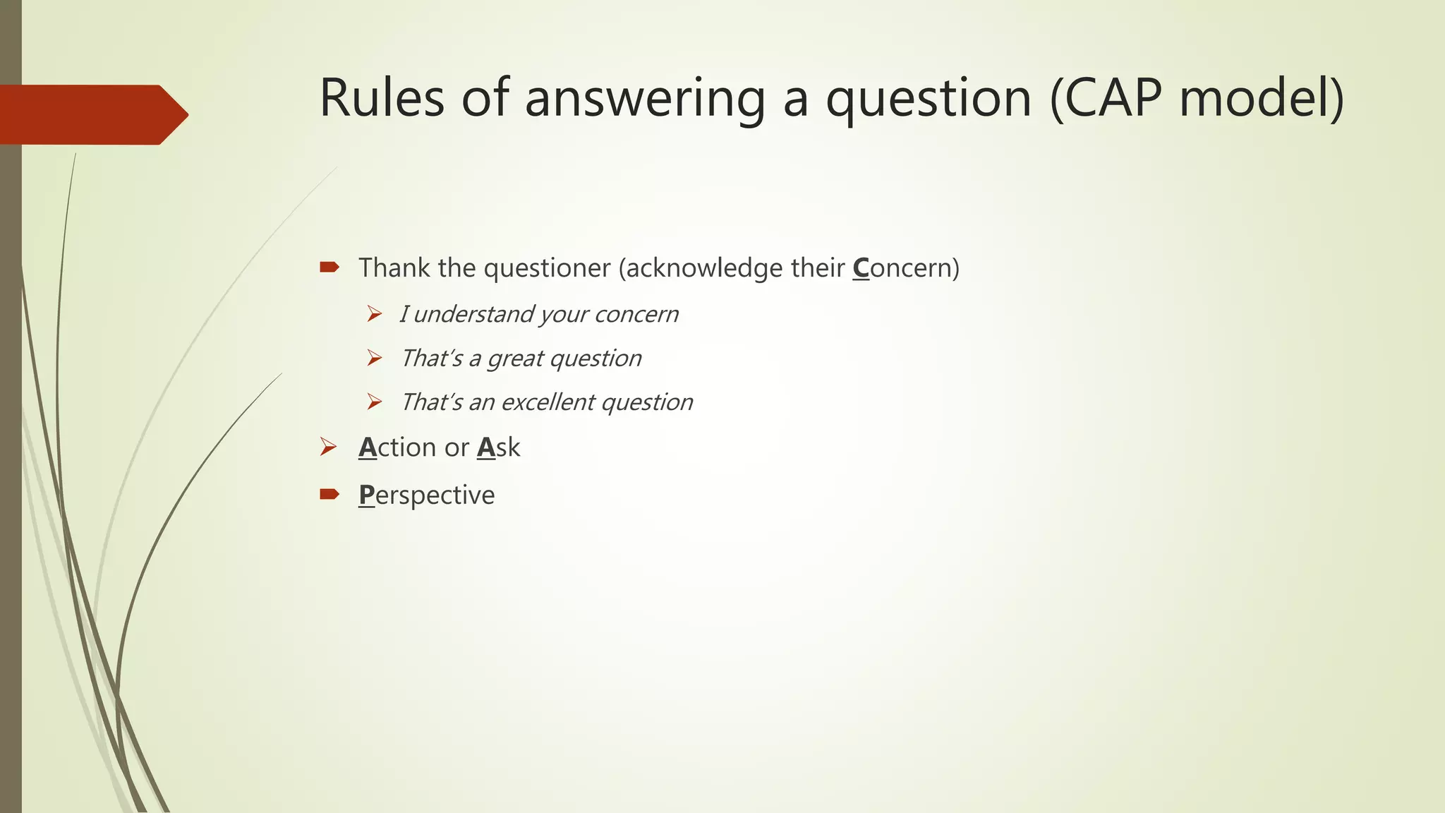 Handling tough questions after an presentation | PPTX