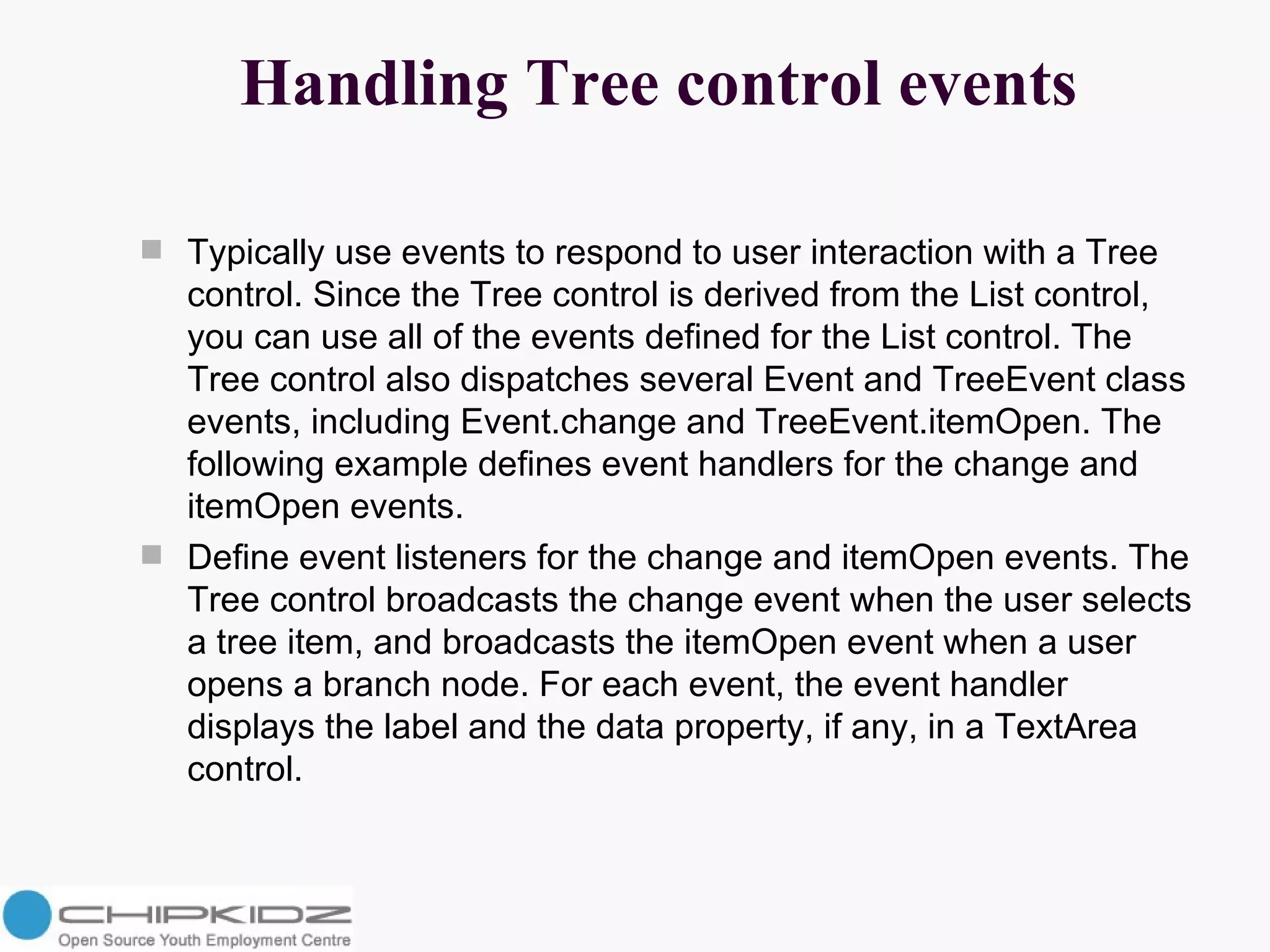 Handling tree control events | PPT