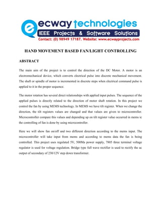 Hand movement based fan | DOC | Consumer Electronics | Technology & Computing