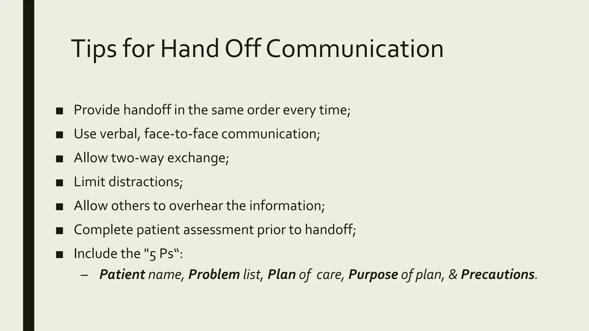 Hand off communication | PPTX