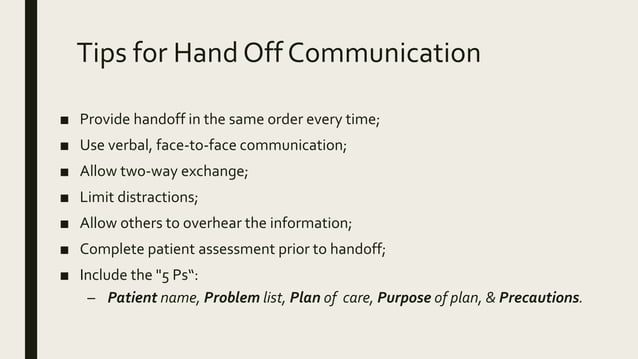 Hand Off Communication | PPTX