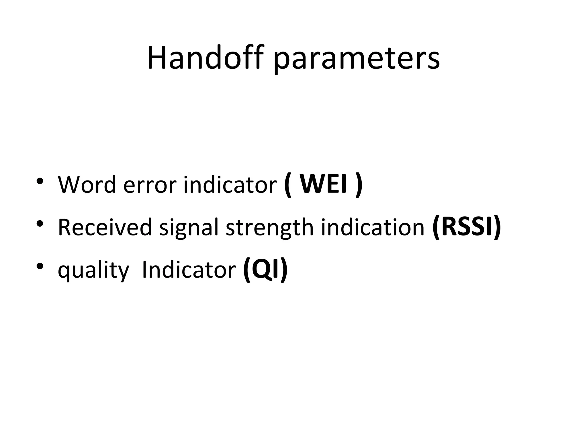 Handoff parameters | PPT