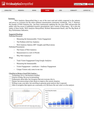 Web Analytics Demystified Handout | PDF