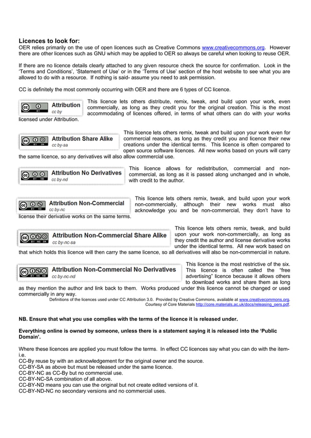 OERP Workshop; Methods & Processes. Workshop Handout | PDF